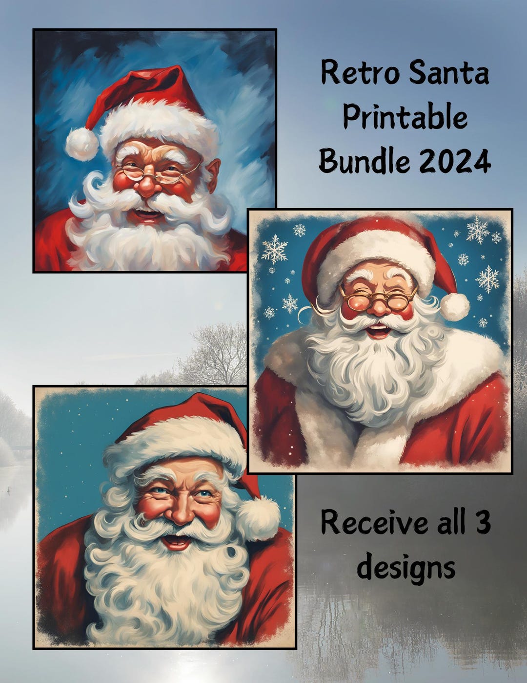 Retro Santa Printable Bundle 2024 - Etsy