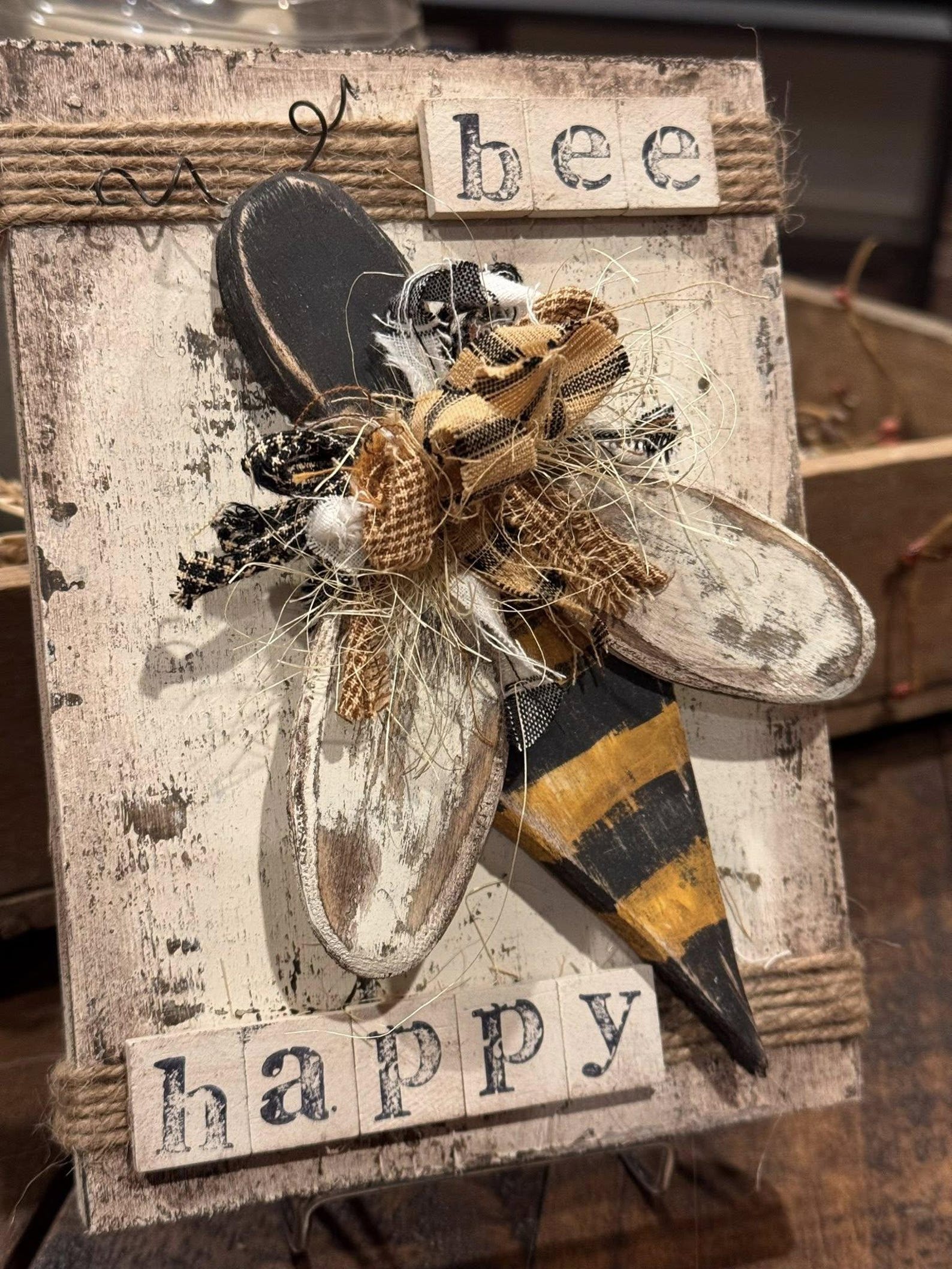 Bee Happy Vintage Sign - Etsy