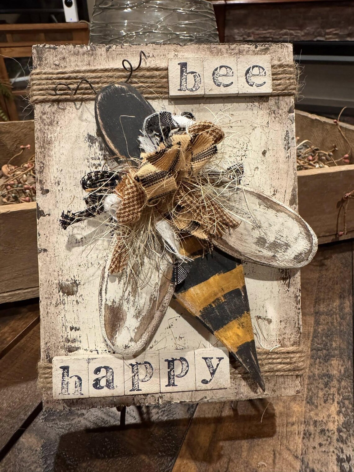 Bee Happy Vintage Sign - Etsy