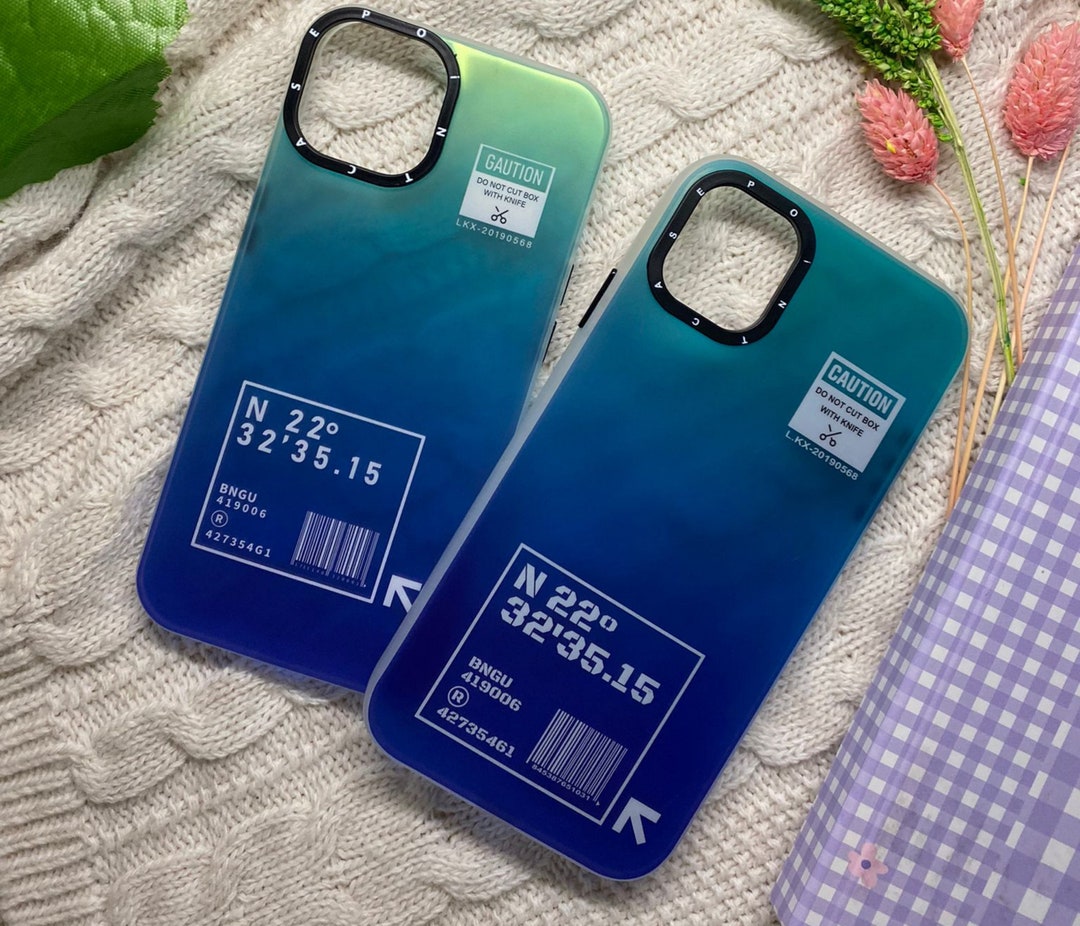 Blue, Turquoise Apple Phone Case, iPhone Case With Location Text ...
