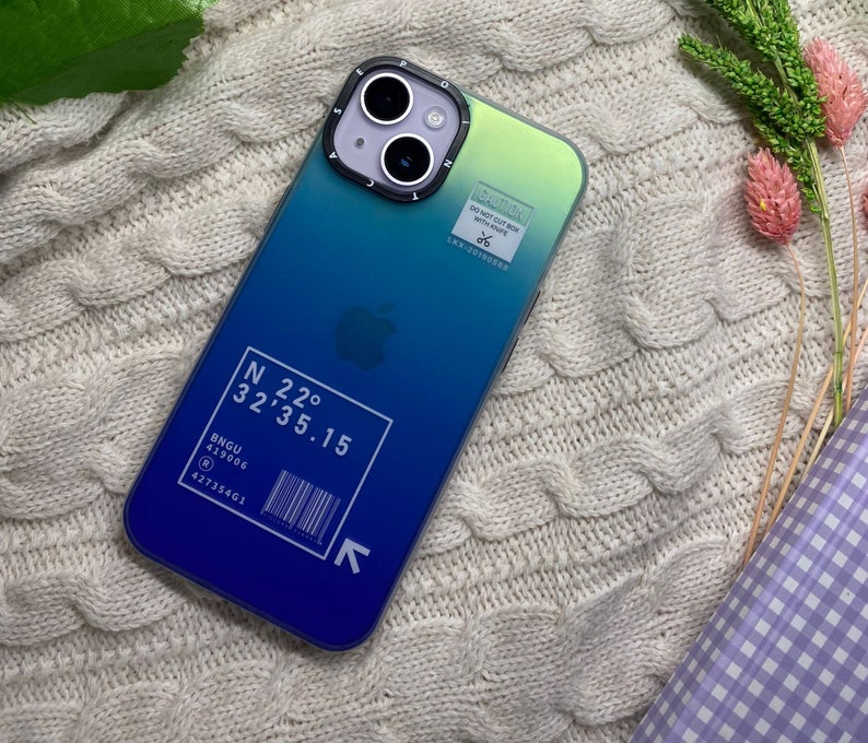 Blue, Turquoise Apple Phone Case, iPhone Case With Location Text ...