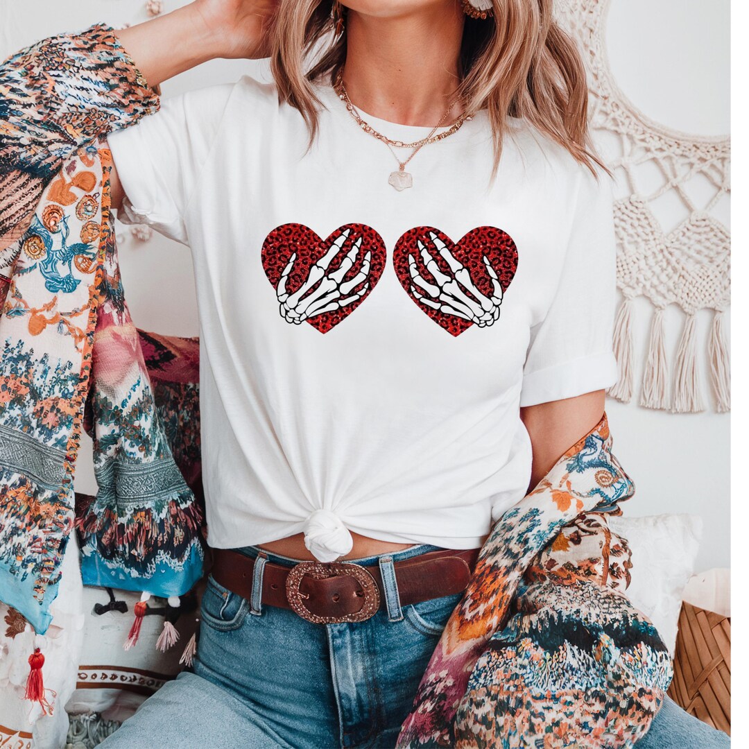 Skeleton Hand Heart Bra Shirt: Funny Halloween Party Tee - Etsy