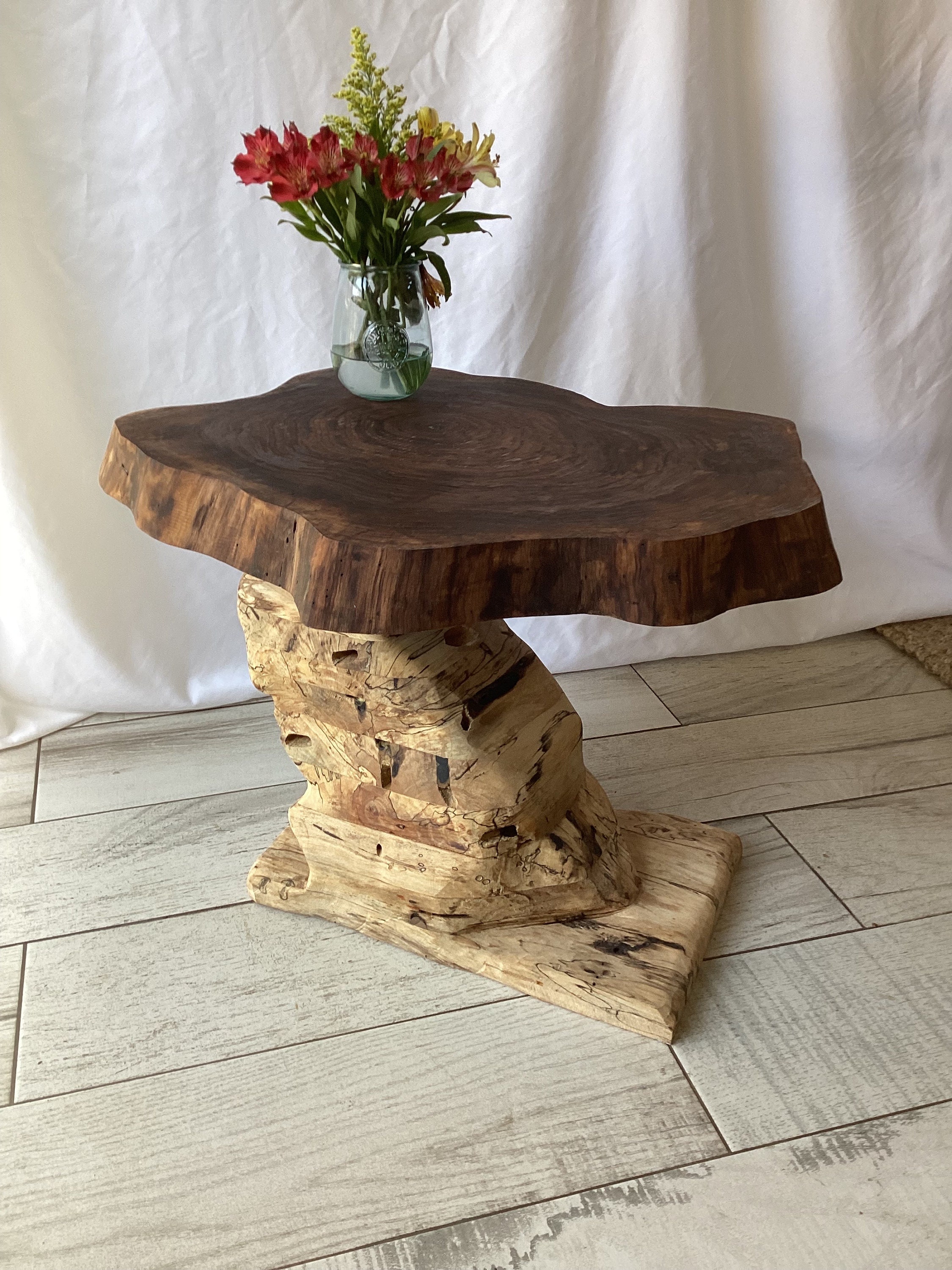 Side Table With Live Edge Walnut - Etsy