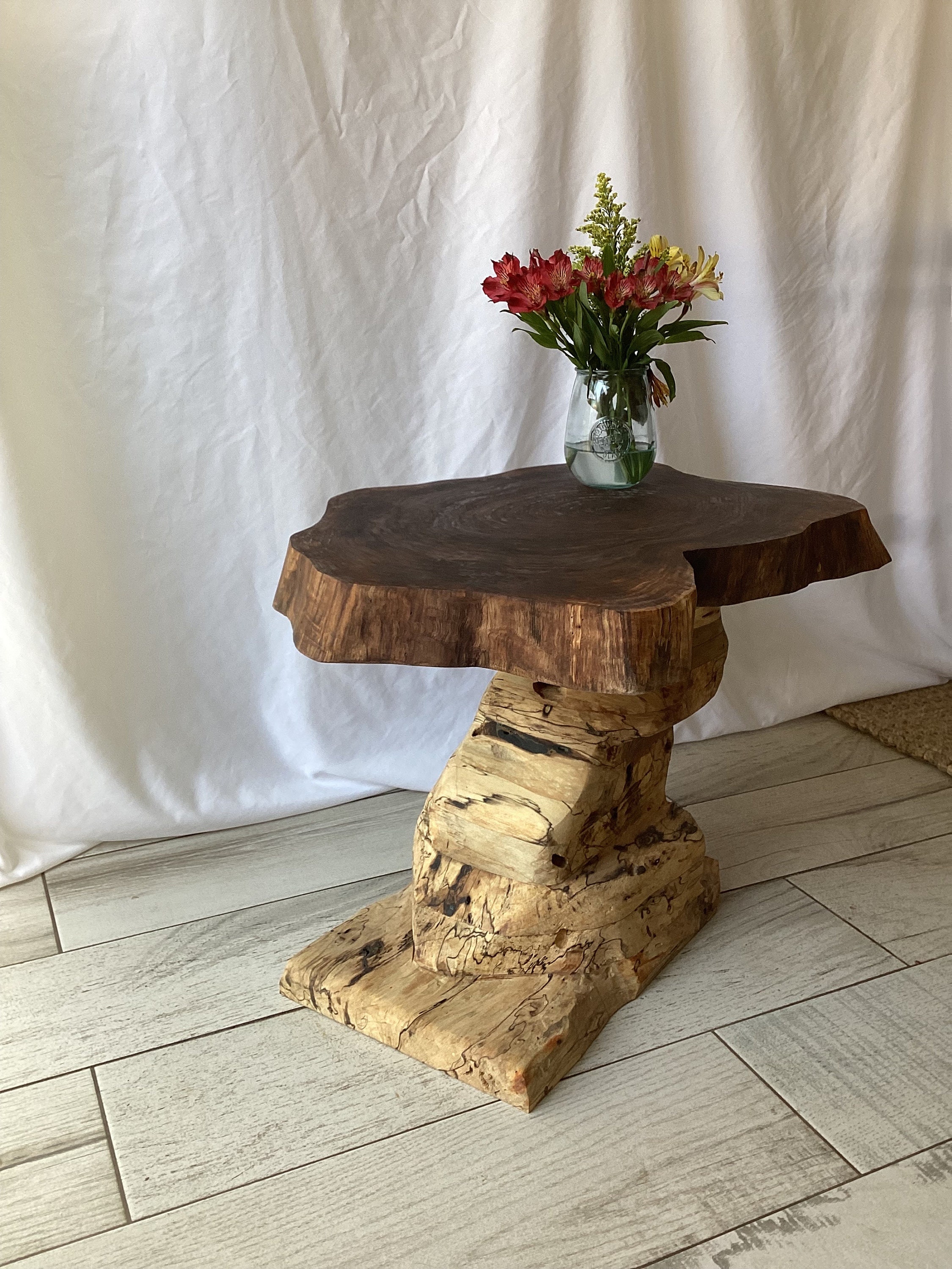 Side Table With Live Edge Walnut - Etsy