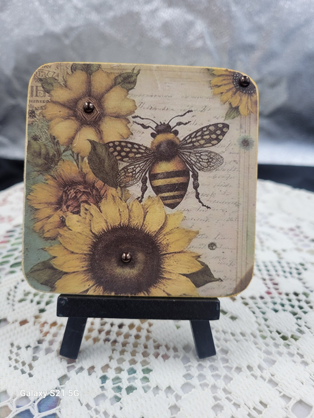 Sunflower Bee Wood Plaque 4x4x1/4 Inch Thick. - Etsy