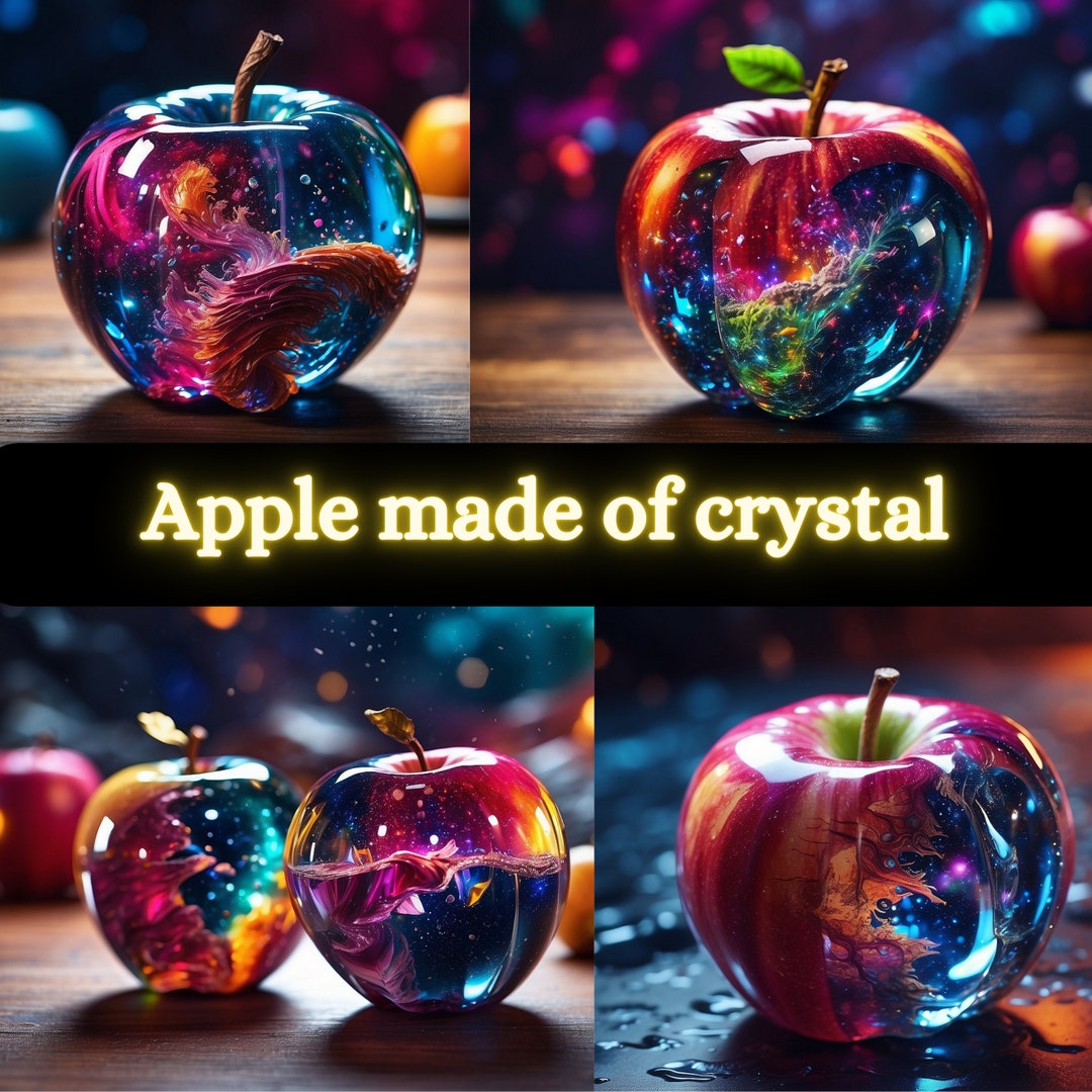 Crystal Cosmos,surreal Galaxy and Stars Captured in an Apple Crystal ...