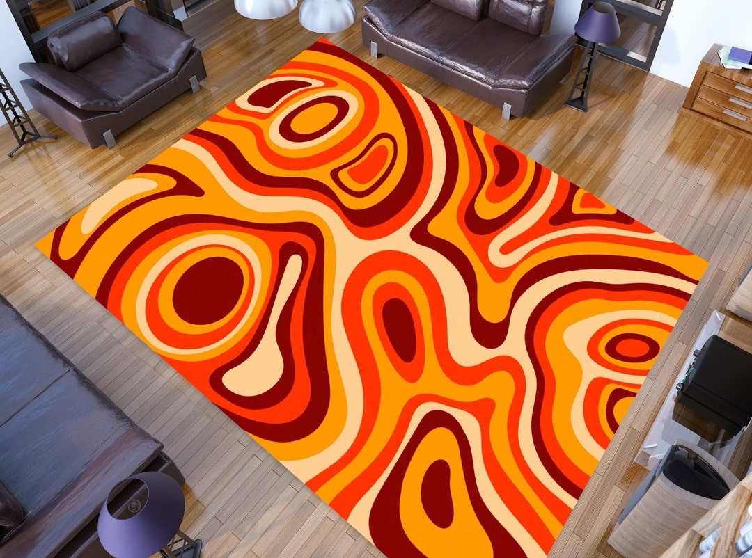 Groovy Psychedelic, Retro Swirl Rug, Groovy Funky Rug, Wavy Retro Area ...