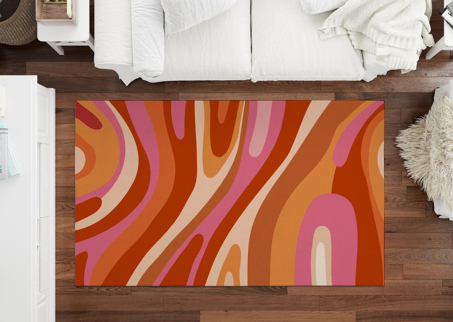 Groovy Psychedelic, Retro Swirl Rug, Groovy Funky Rug, Wavy Retro Area ...