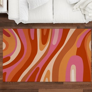 Groovy Psychedelic, Retro Swirl Rug, Groovy Funky Rug, Wavy Retro Area ...