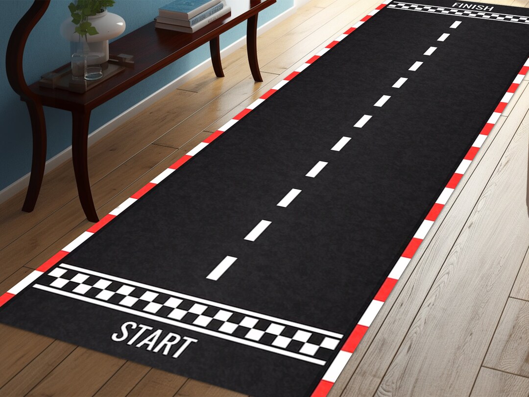 Race Track Rug, Race Track, Racing Car Rug, Start Line, Finish Line ...