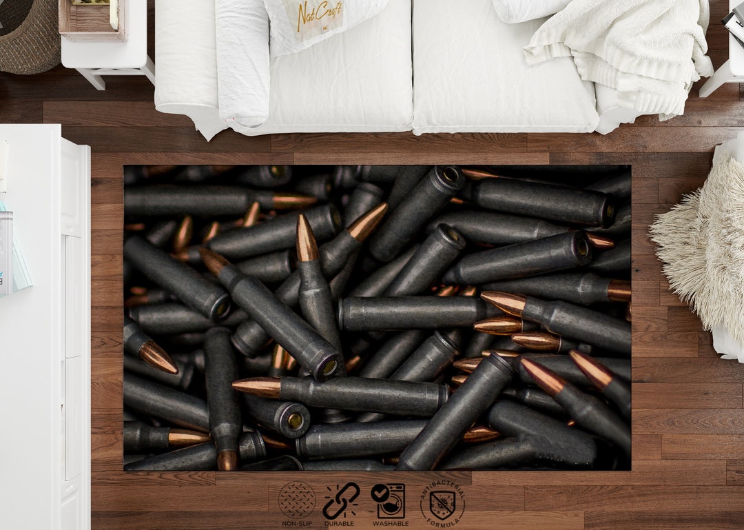 Bullet Rug, Army Rugs, Man Cave Rugs, Flying Bullet Rug, Fire Bullet ...