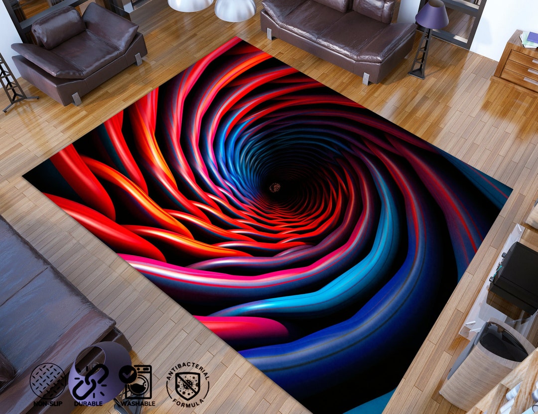 Vortex Illusion Rug, Colorful Vortex Rug, 3D Vortex Rug, Optical ...