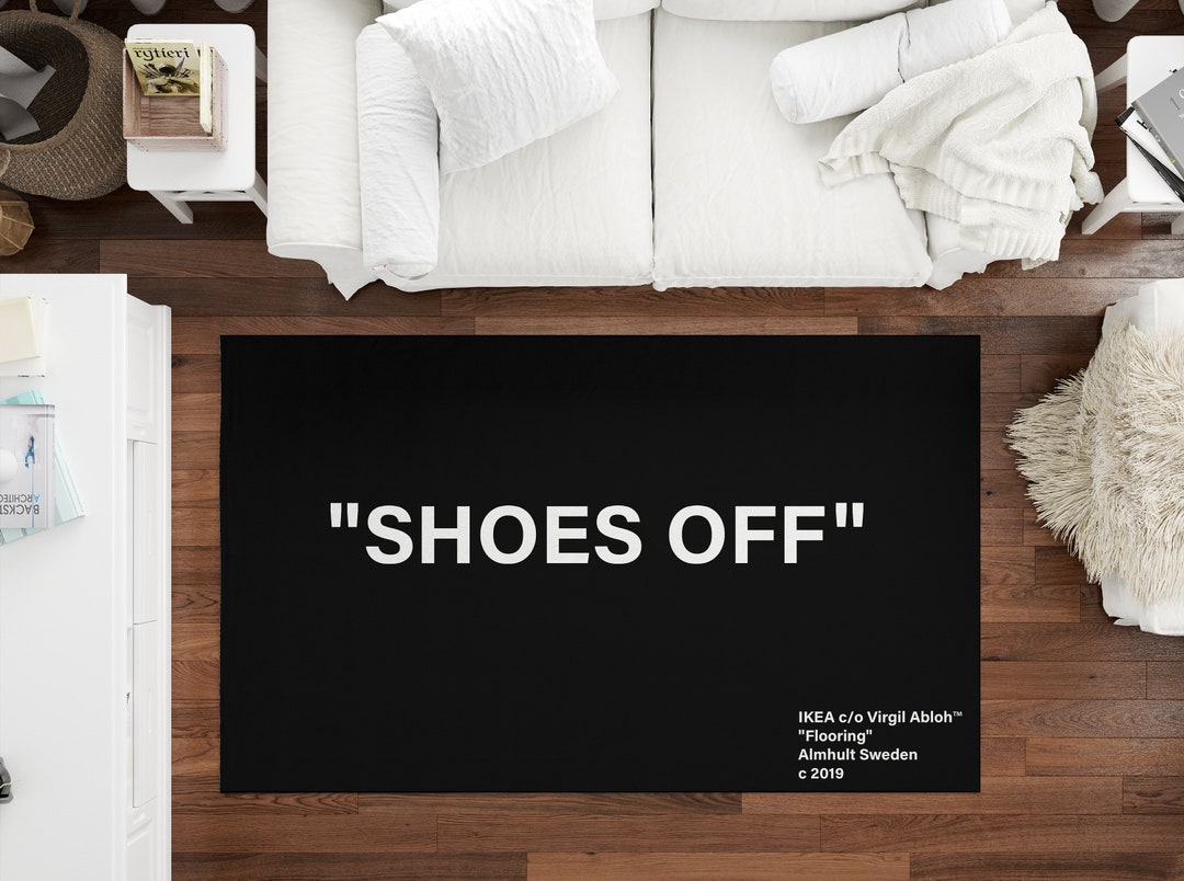 Shoes off Rug, Black Keep off Rug, Black White, Rug for Living Room ...