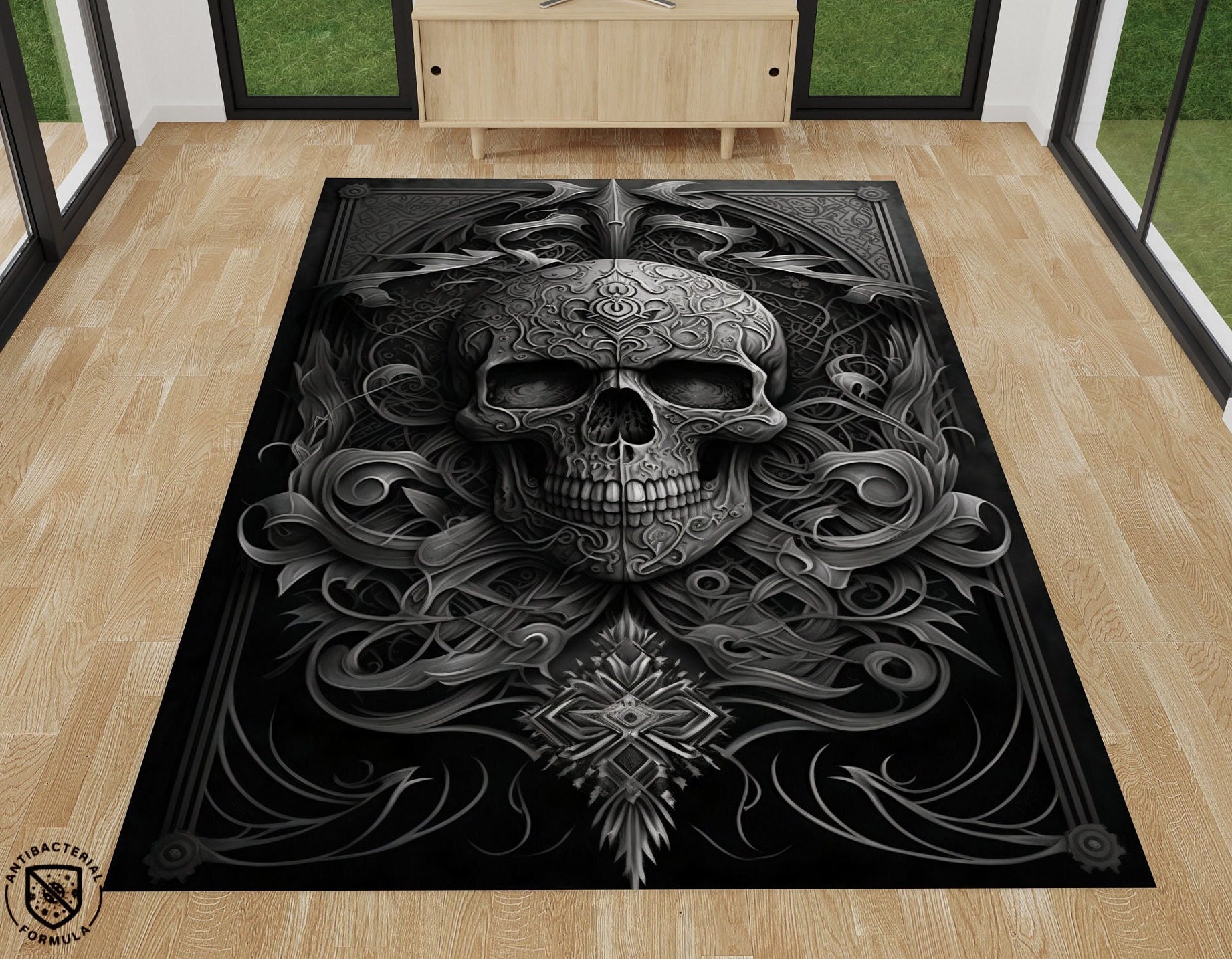 Realistic Skull Carpet,horror Skull Rug,skulls Design,evil Skull Rug ...