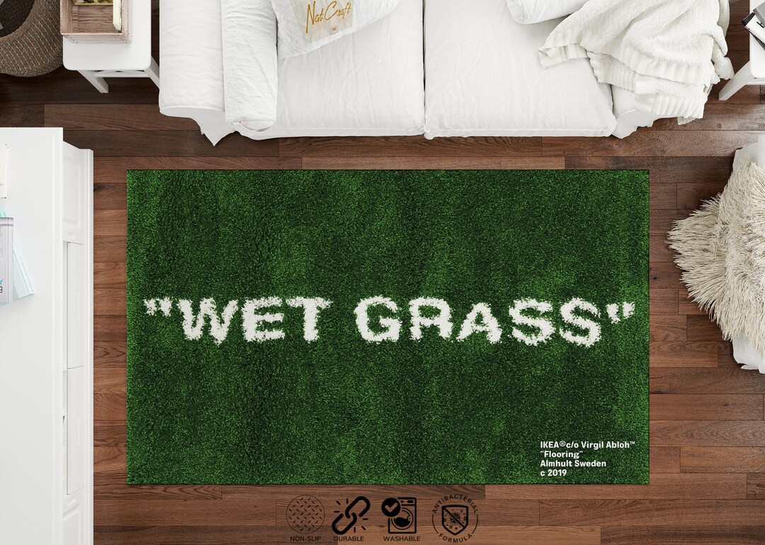 Wet Grass Rug, Vibrant High Quality Green Grass Rug, Wet Grass Washable ...