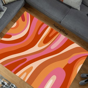 Groovy Psychedelic, Retro Swirl Rug, Groovy Funky Rug, Wavy Retro Area ...