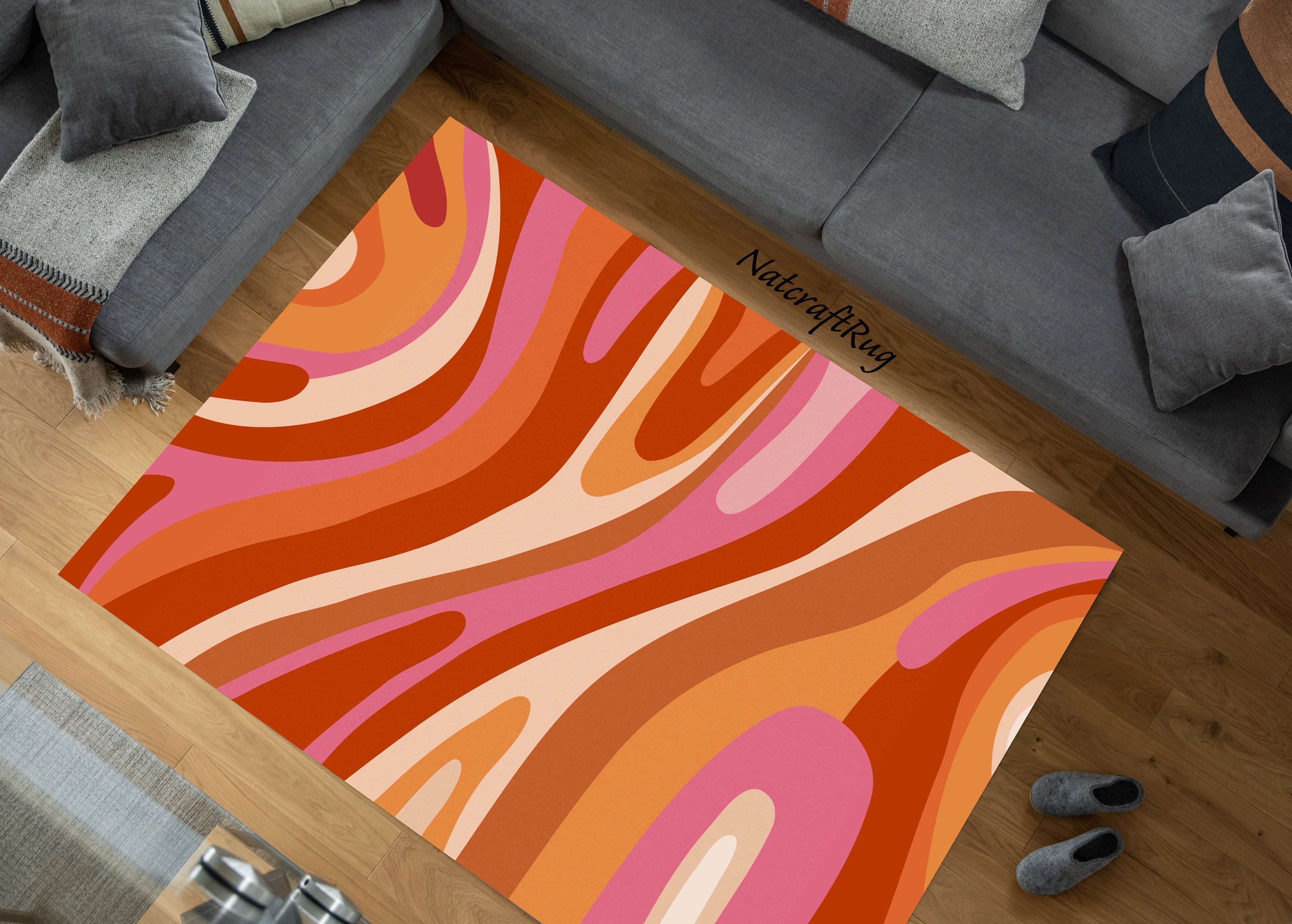Groovy Psychedelic, Retro Swirl Rug, Groovy Funky Rug, Wavy Retro Area ...