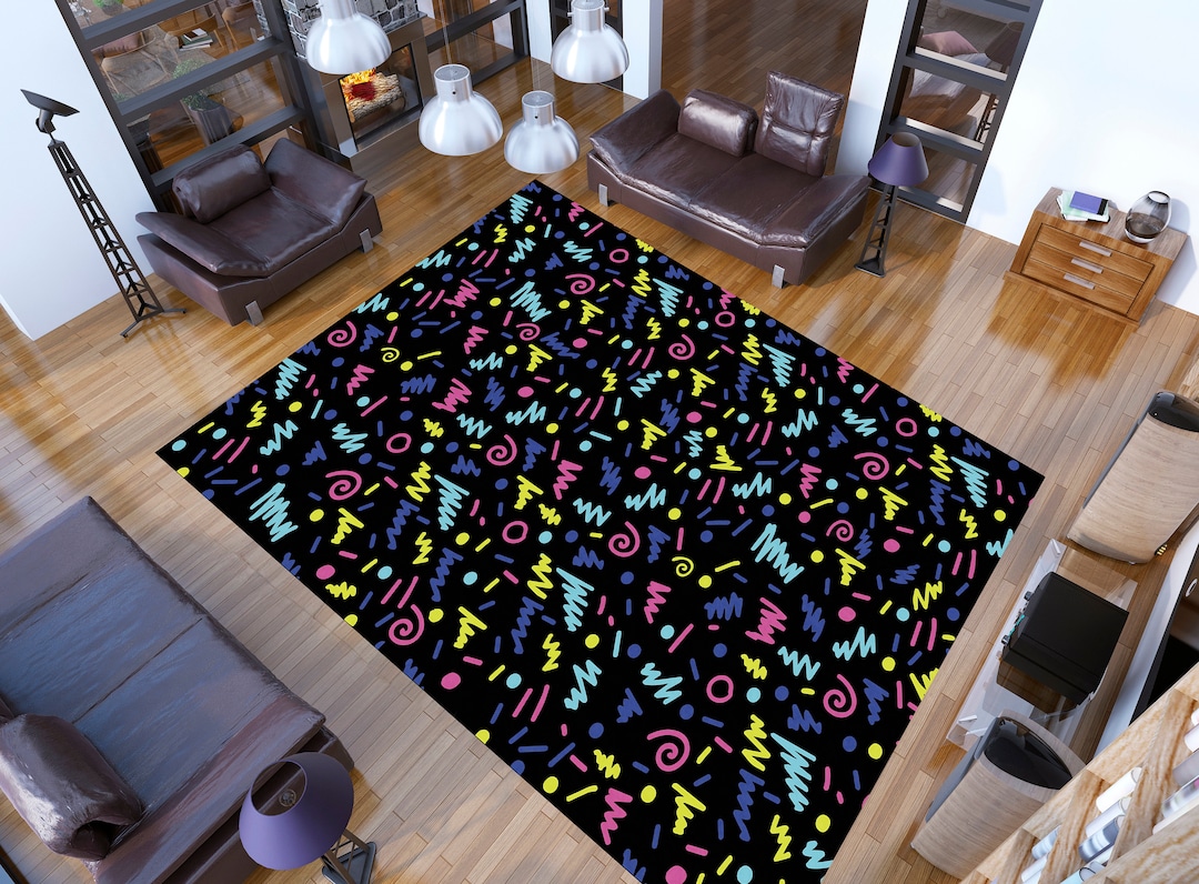 Arcade Rug, Bowling Alley Carpet, Game Room Rug, Arcade Decor, Abstract ...