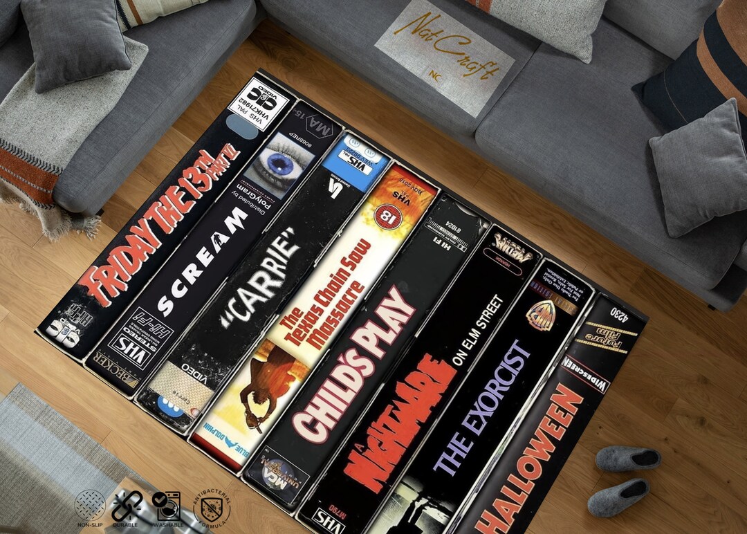 Horror Movie Themed Rug, Nostalgic Retro Style Rug, Runner Rug,vhs Case ...