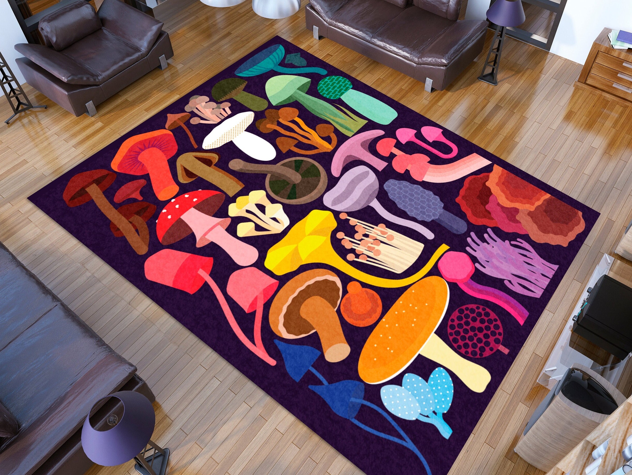 Mushroom Rug, Hippy Carpet, Bohemian Rug, Minimalist Area Rug, Salon ...