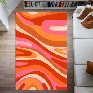 Groovy Psychedelic, Retro Swirl Rug, Groovy Funky Rug, Wavy Retro Area ...