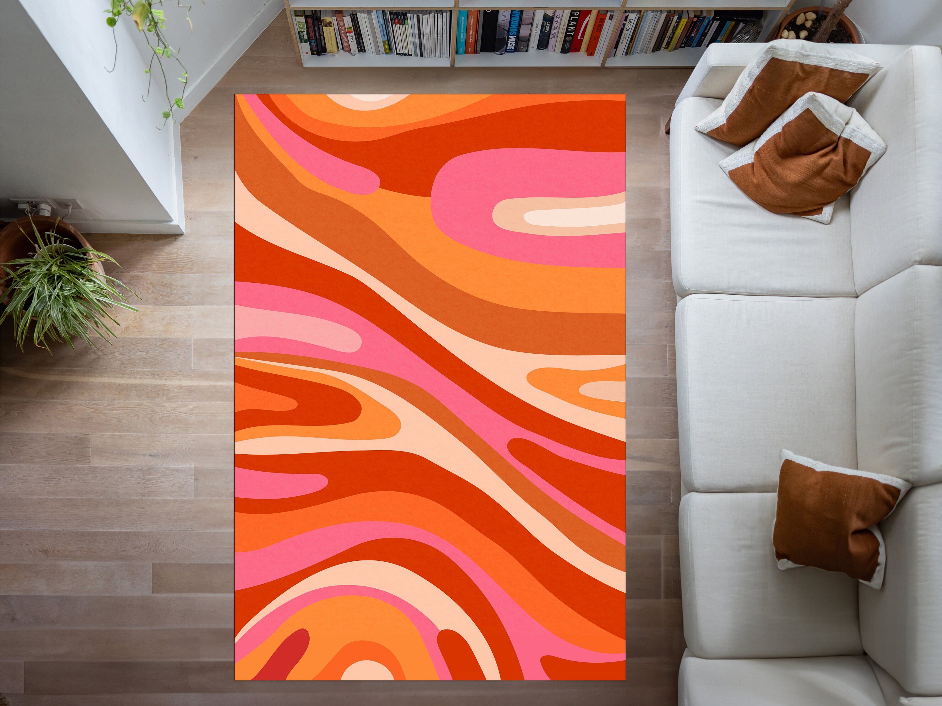 Groovy Psychedelic, Retro Swirl Rug, Groovy Funky Rug, Wavy Retro Area ...