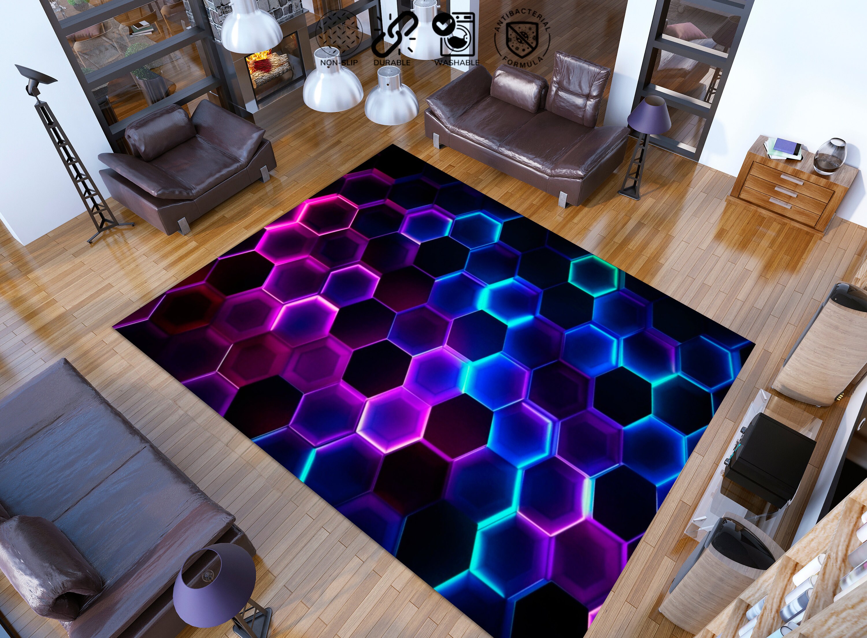 Neon Game Rug, Gaming Room Rug, Neon Game Controller, Gaming, Room ...