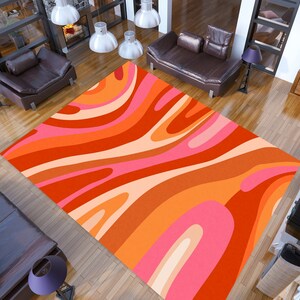 Groovy Psychedelic, Retro Swirl Rug, Groovy Funky Rug, Wavy Retro Area ...