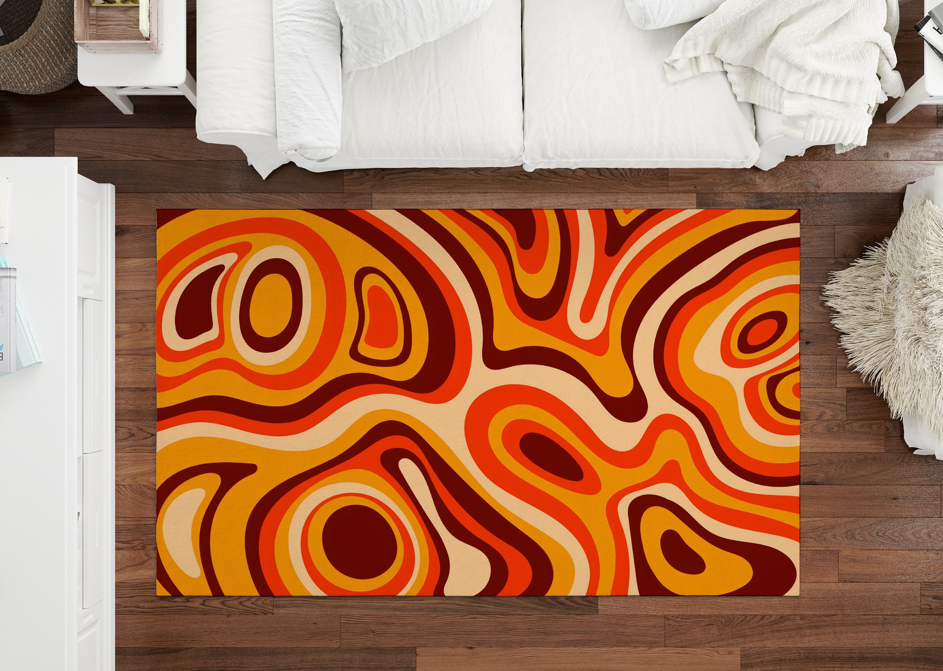 Groovy Psychedelic, Retro Swirl Rug, Groovy Funky Rug, Wavy Retro Area ...