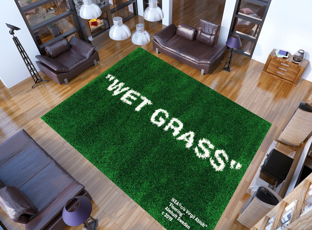 Wet Grass Rug, Vibrant High Quality Green Grass Rug, Wet Grass Washable ...