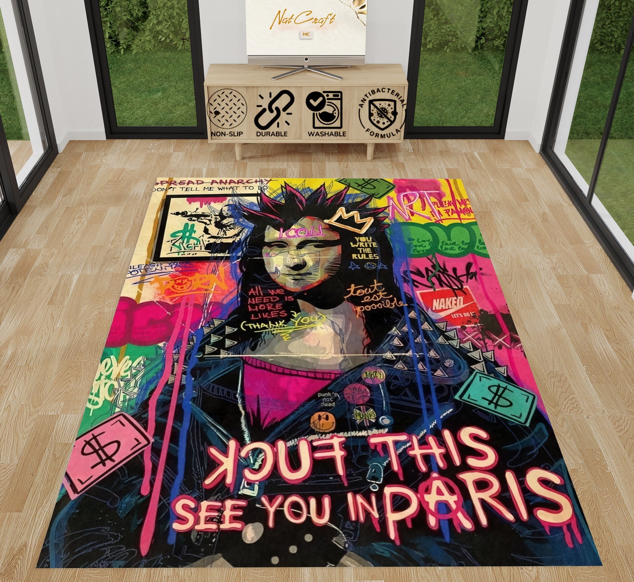 Mona Lisa Rug, Graffiti Rug, Pop Art Rug, Unique Rug, Cool Painting ...