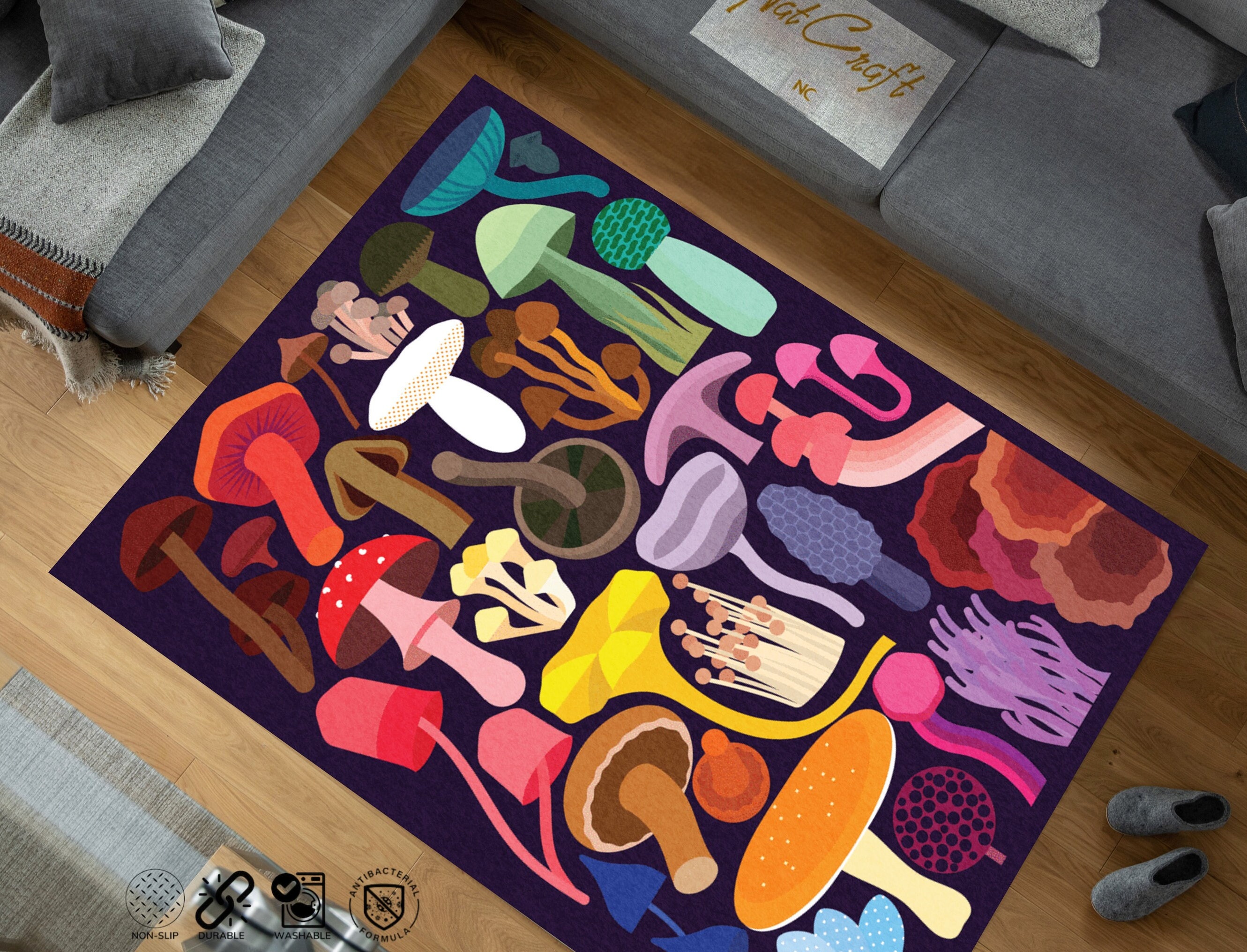 Mushroom Rug, Hippy Carpet, Bohemian Rug, Minimalist Area Rug, Salon ...