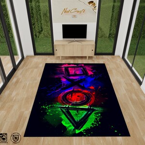 Joysticks Rug, Gamer Neon Rug, Gamer Room Rug, Retro Game Pattern ...