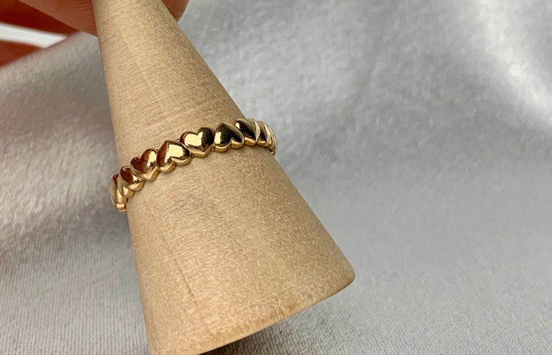 Heart Shaped 14K Golg Ring. Heart Stacking Ring. - Etsy
