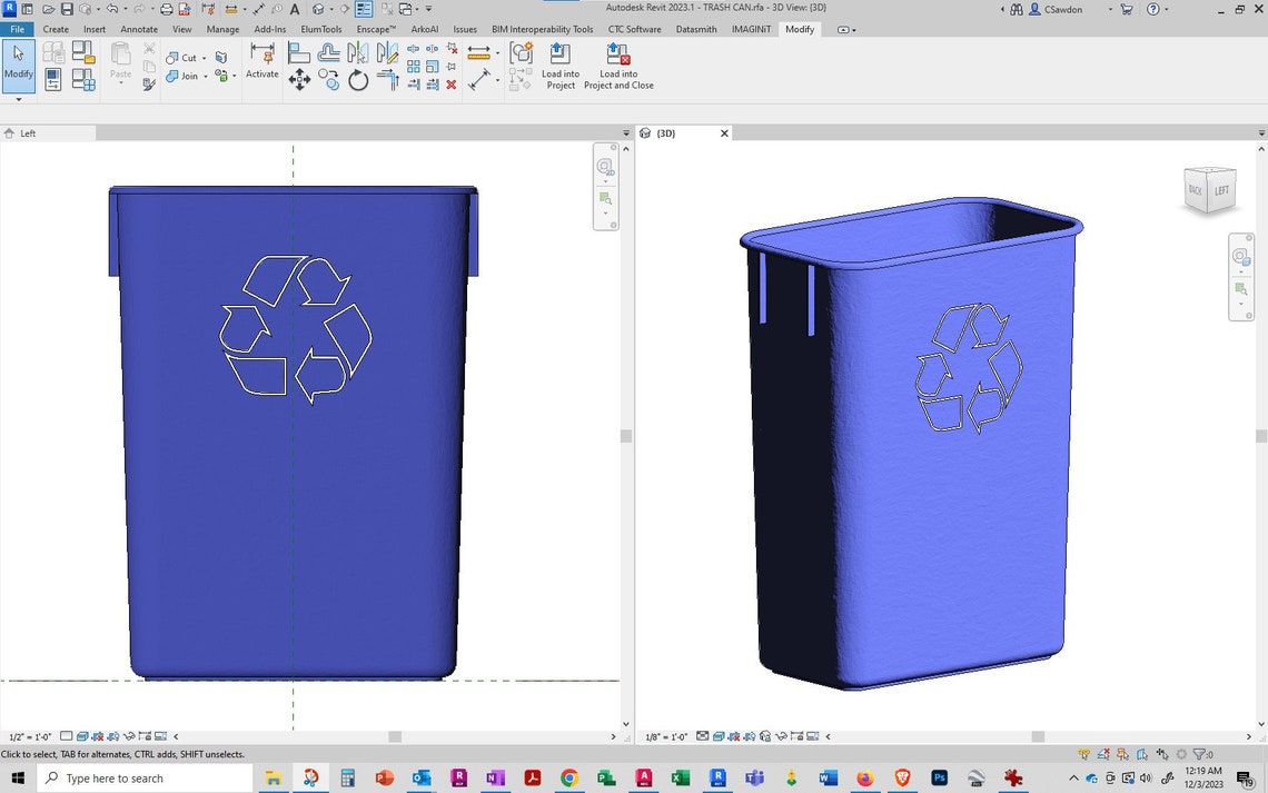 Revit Recycle Bin / Trash Can - Etsy
