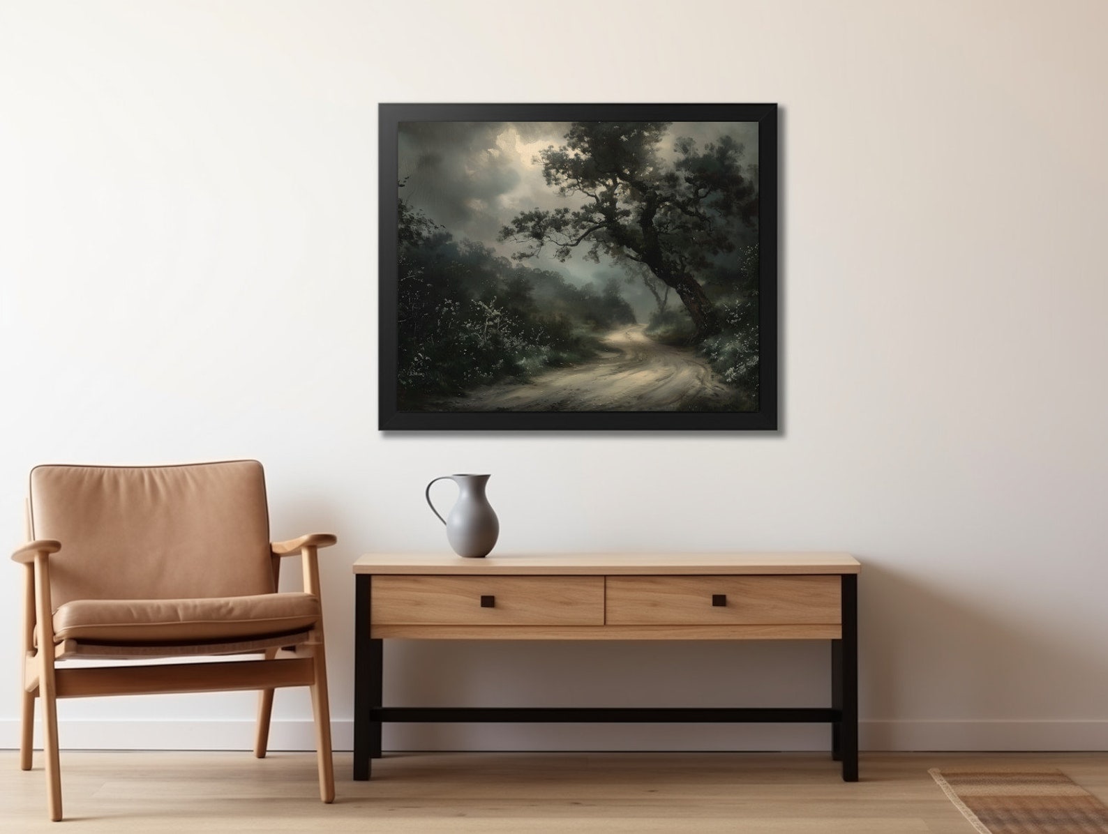 Rustic Moody Path in Forest Landscape Painting | Vintage Dark Academia ...