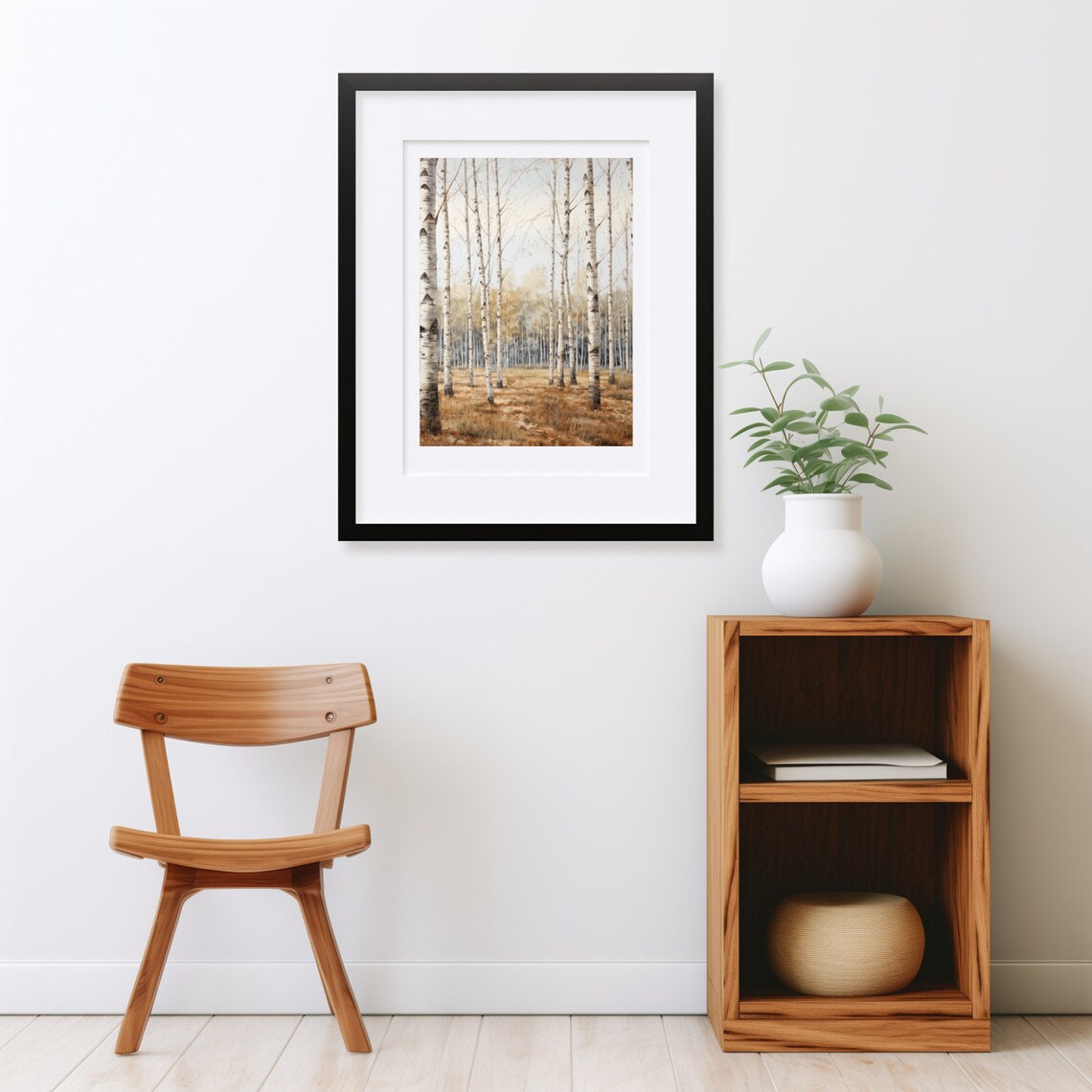 Fall Birch Forest Wall Art | Birch Trees Neutral Painting - Etsy