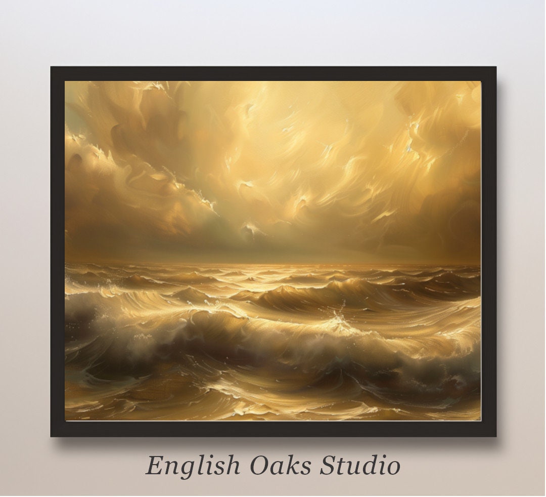 Ocean Moody Golden Neutral Sunset Beach House Decor Print Sunset ...