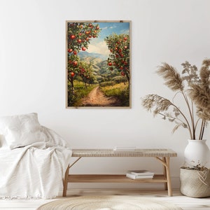 Path in an Rustic Orchard With Apple Trees Print | Vintage Farmhouse ...