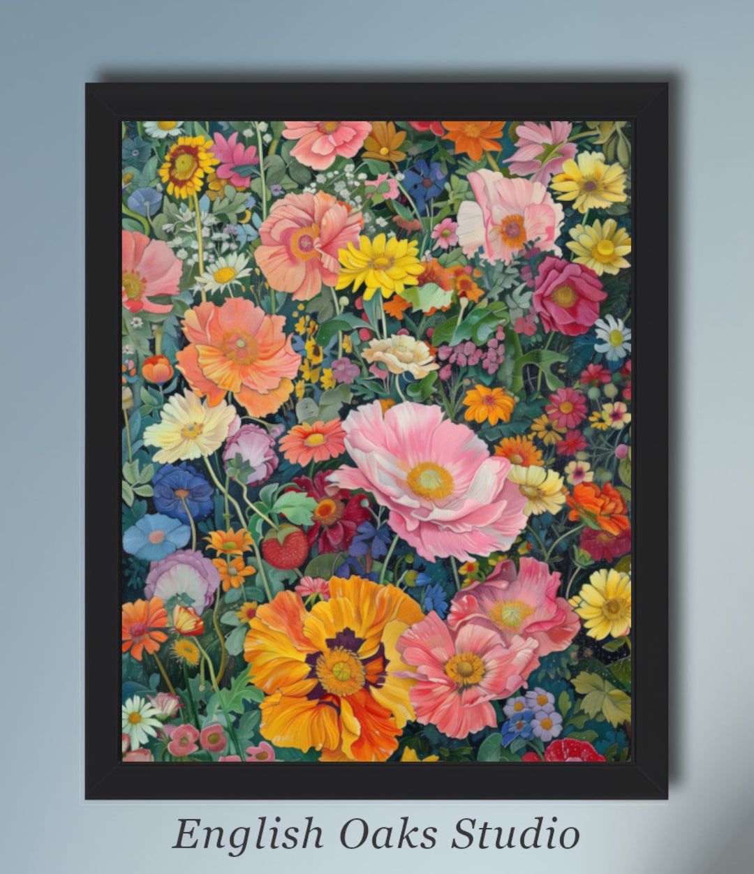 Abstract Cottage Core Wildflowers Painting | Garden Botanical Print ...