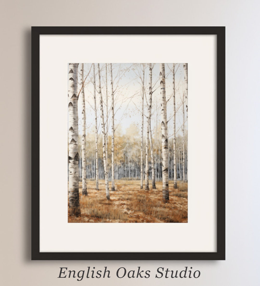 Fall Birch Forest Wall Art | Birch Trees Neutral Painting - Etsy