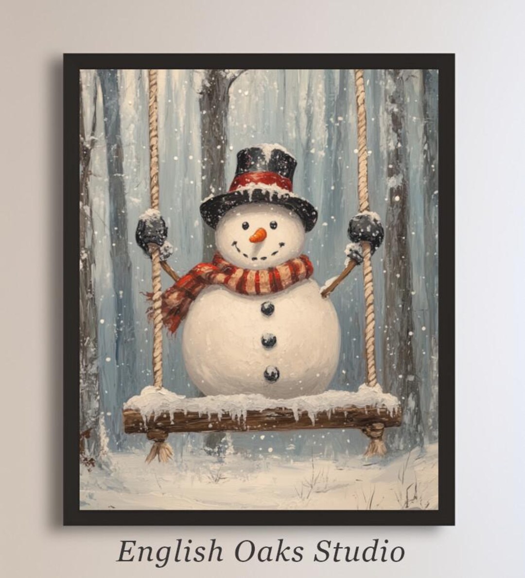 Vintage Snowman Print: Snowy Winter Forest Nursery Decor - Etsy