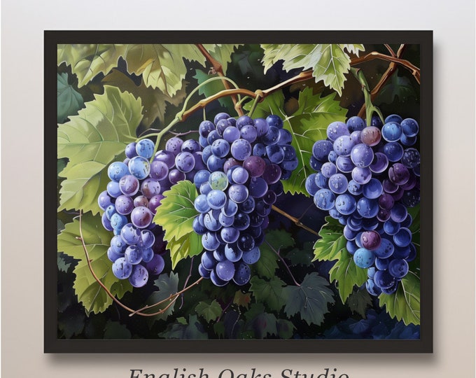 Grapes Still Life No.3 Art Print, Dark Academia Wall Decor, Kitchen Art ...