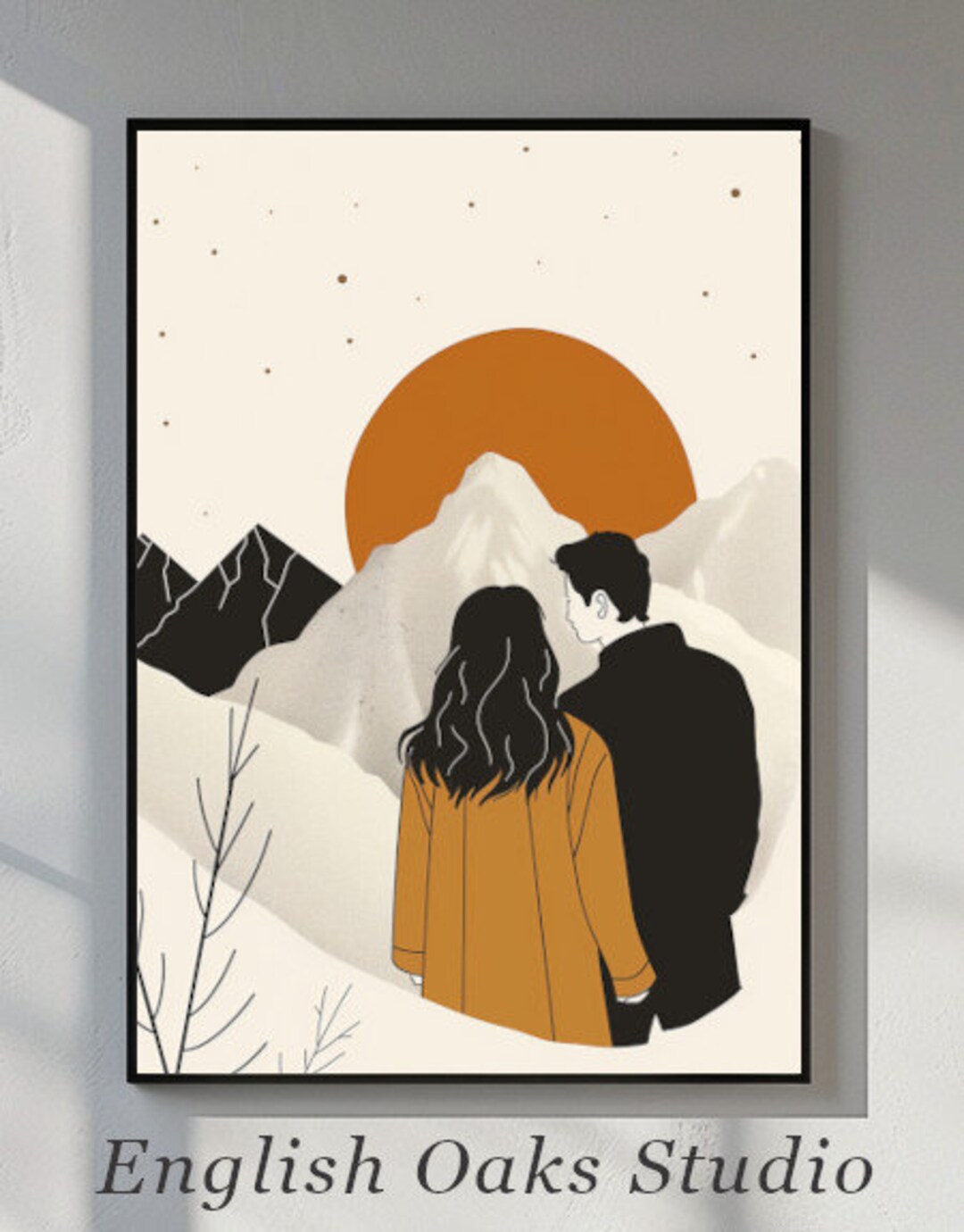 Mid Century Modern Couple Digital Art | Valentines Day Couple Print ...