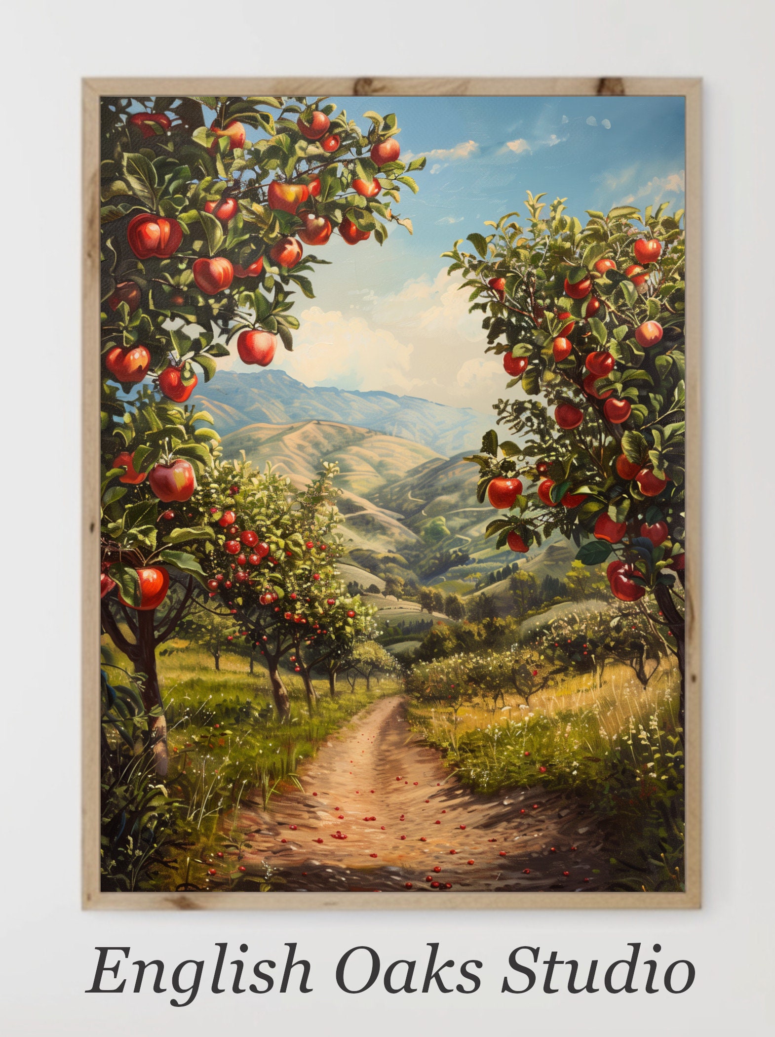 Path in an Rustic Orchard With Apple Trees Print | Vintage Farmhouse ...