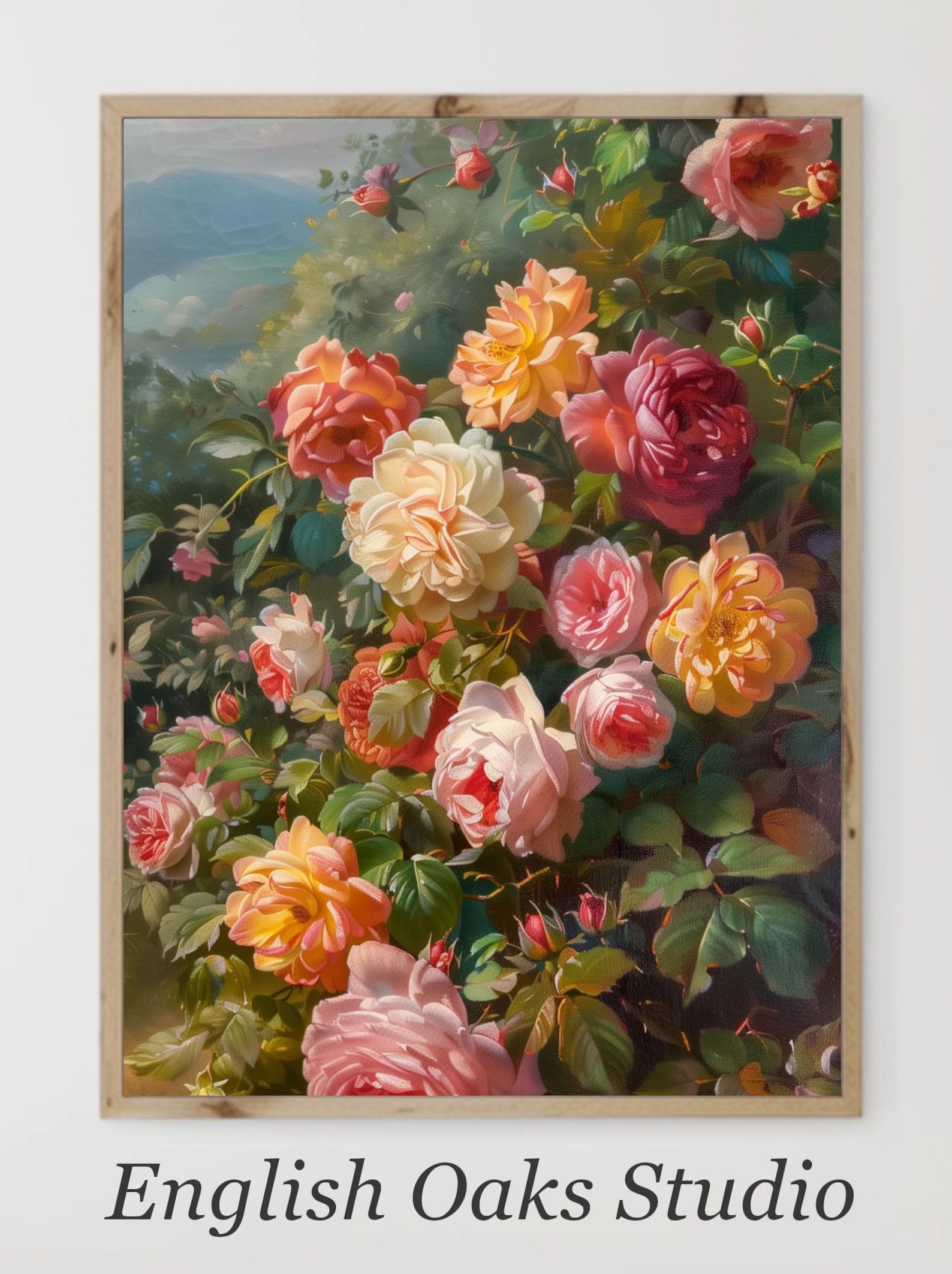 Vintage Rose Bush Painting: Moody Floral Still Life Print - Etsy