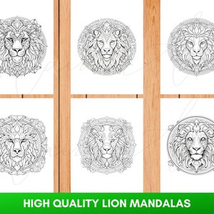 Lion Mandala Coloring Book: 30 Grayscale Coloring Pages for Kids and ...