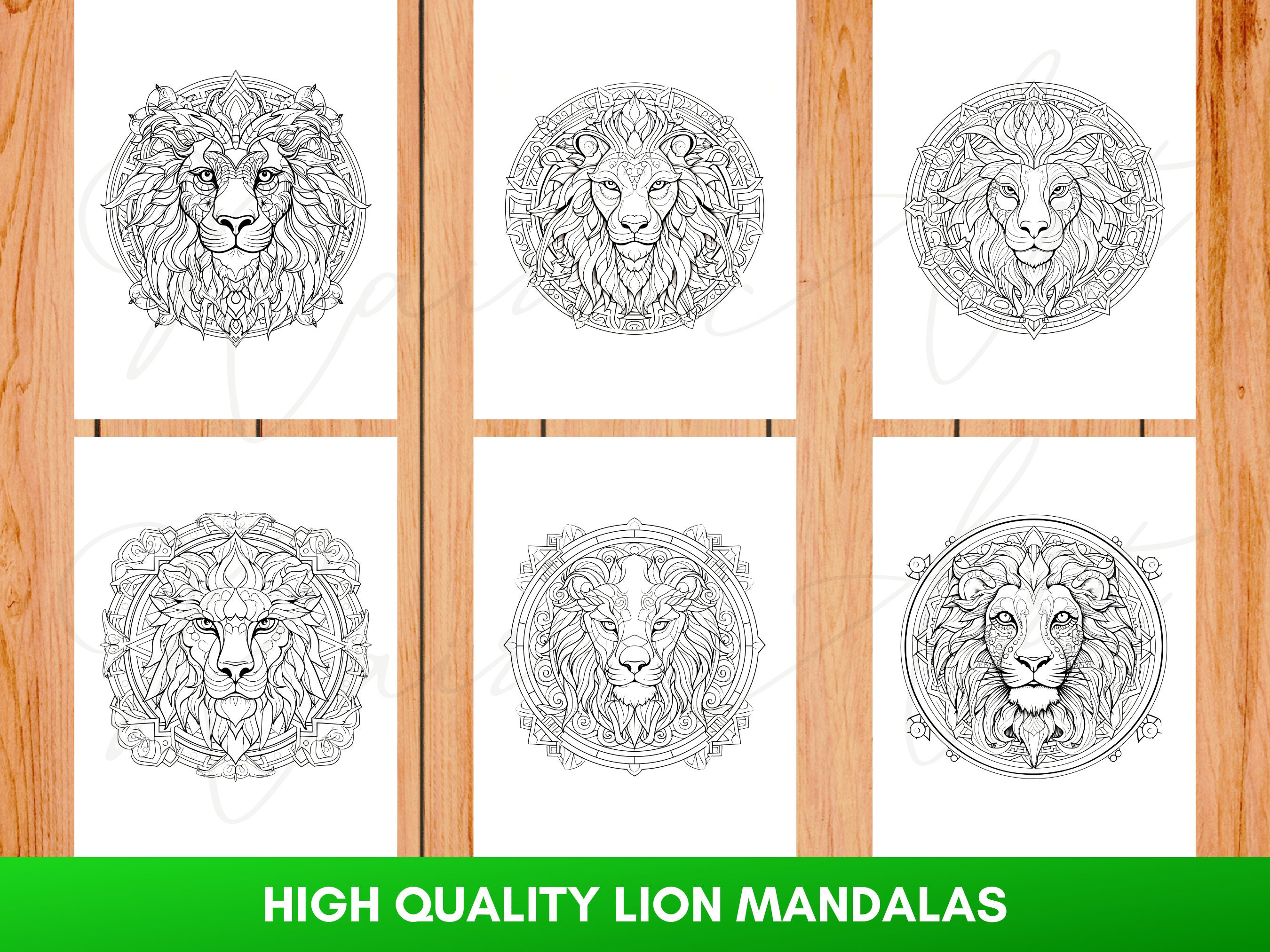 Lion Mandala Coloring Book: 30 Grayscale Coloring Pages for Kids and ...