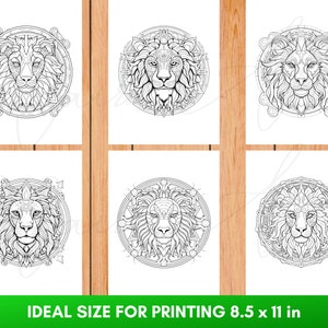 Lion Mandala Coloring Book: 30 Grayscale Coloring Pages for Kids and ...