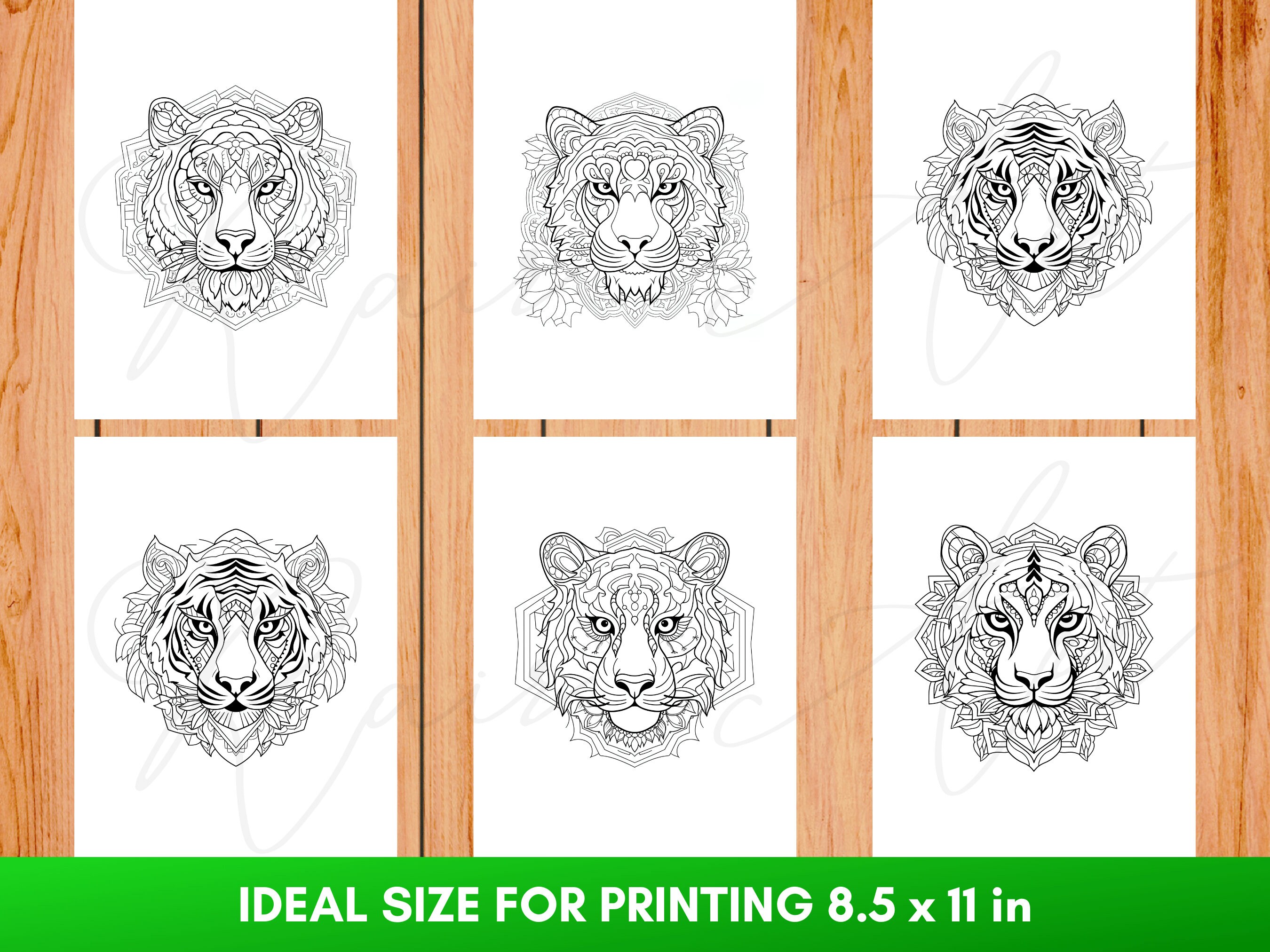 Tiger Mandala Coloring Book, 30 Coloring Pages Fo Kids and Adults ...